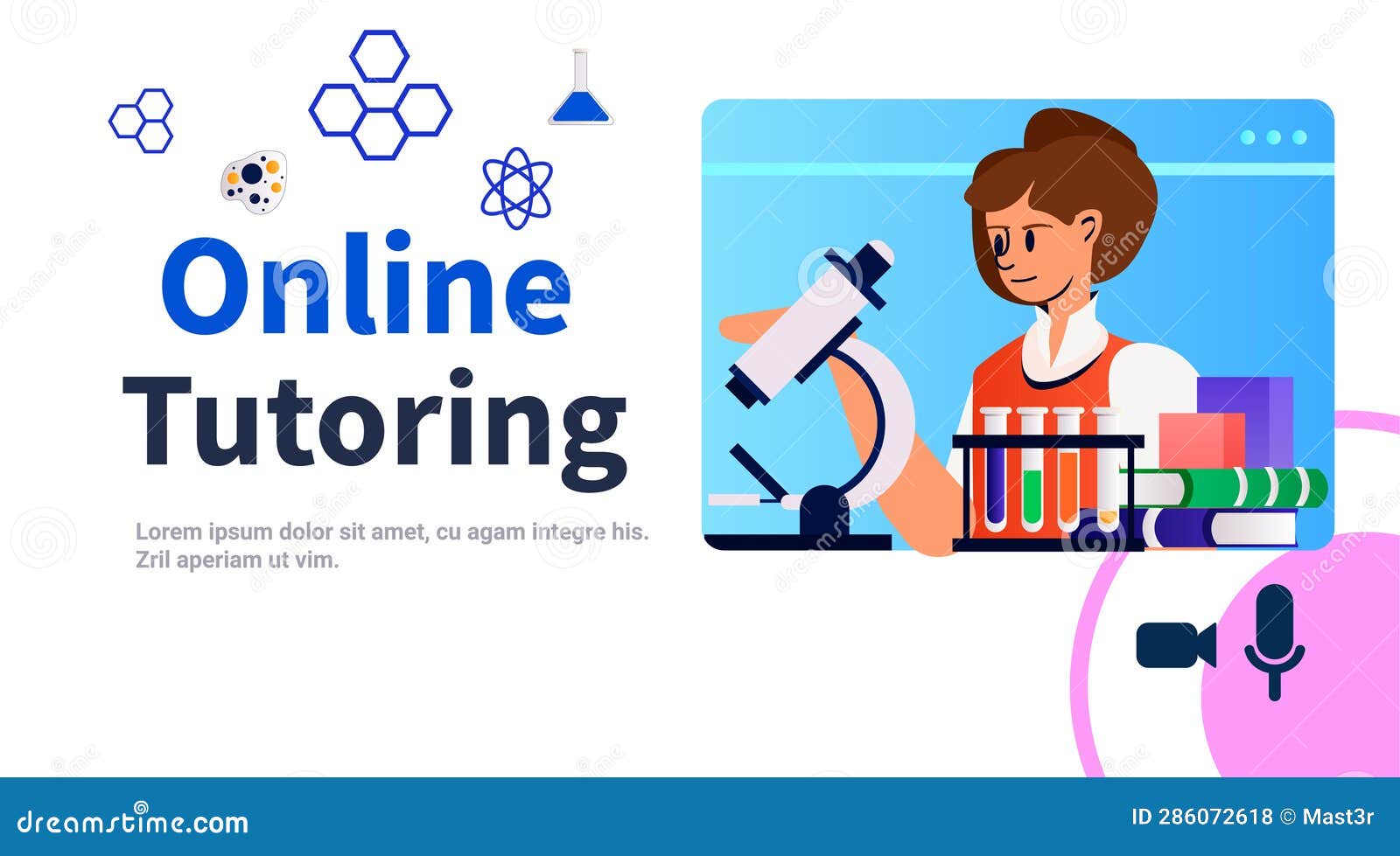 Student Making Chemical Experiments in Virtual Lab Scientist Researcher Using Microscope ...