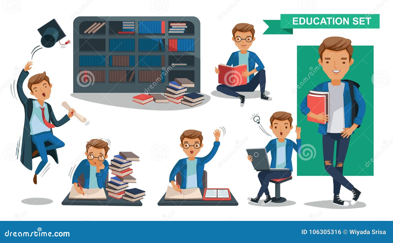 Student Man stock vector. Illustration of human, college - 106305316