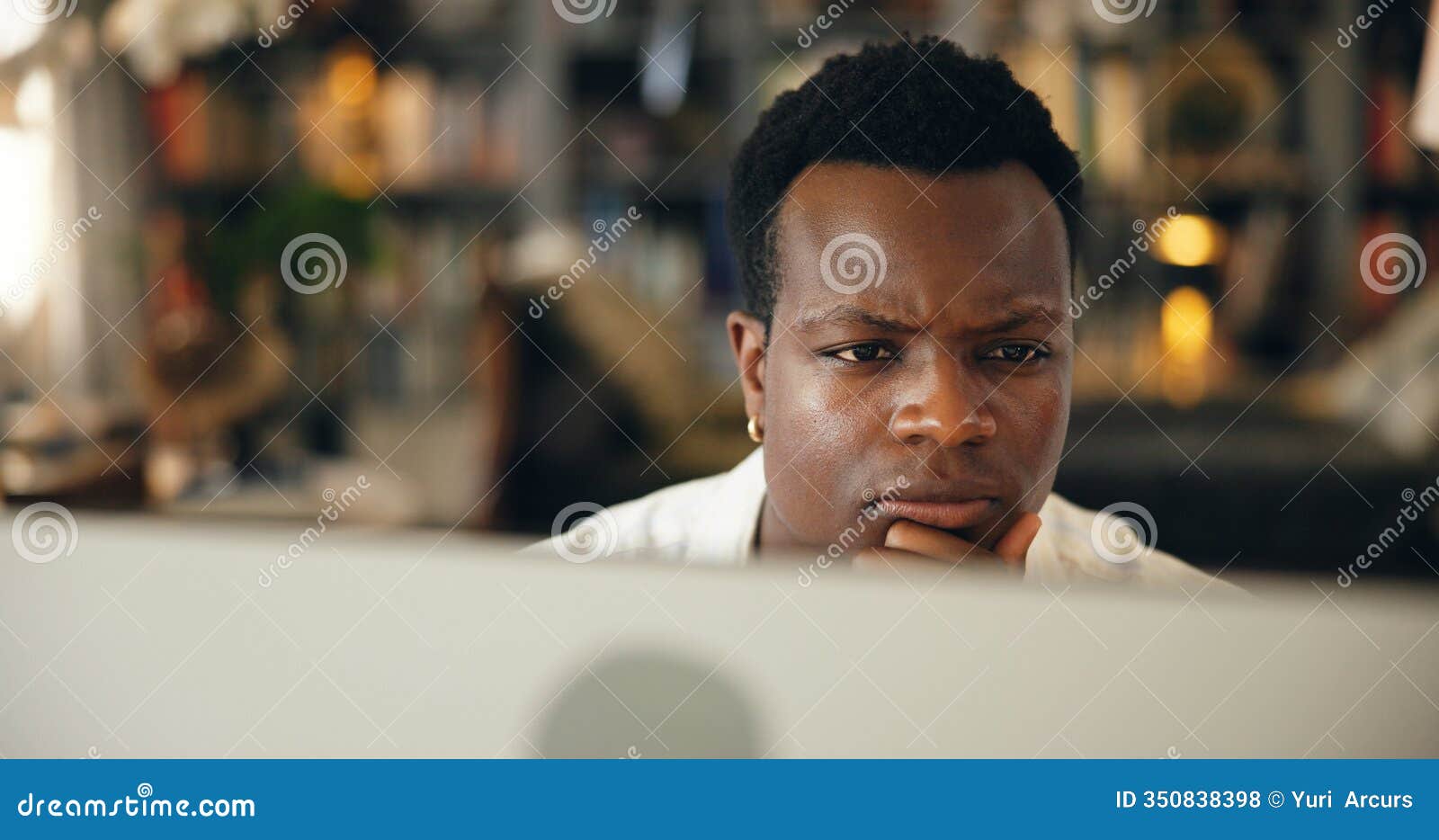 Student, Man and Thinking by Computer in Home for Research Solution ...