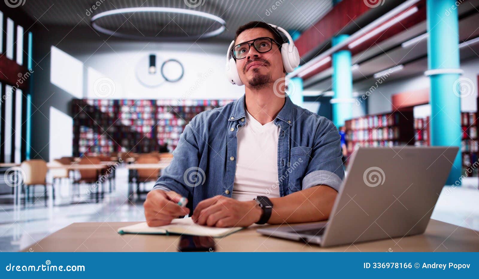 Student Man Thinking at Library Stock Photo - Image of legal, manager ...