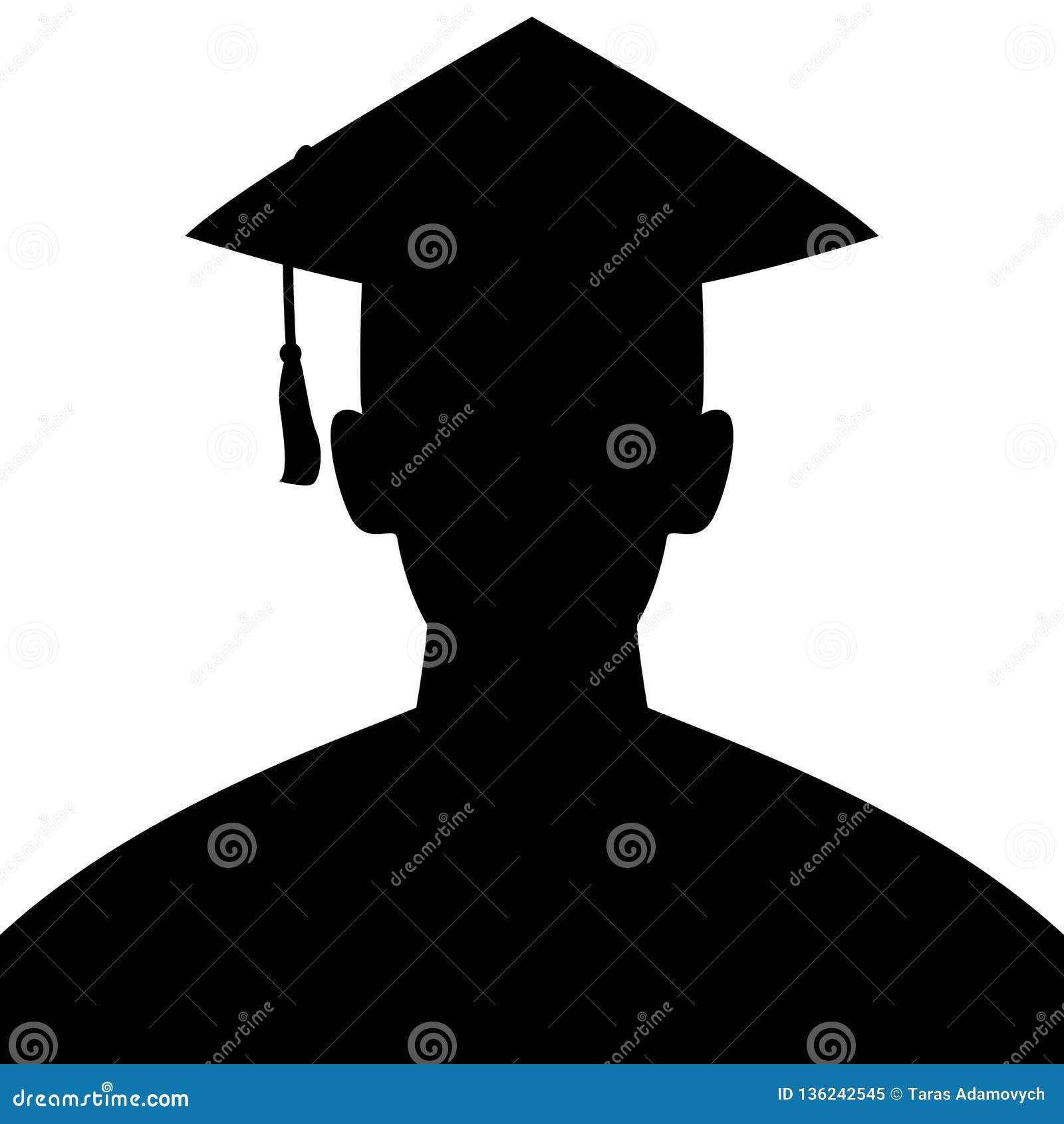 Student in Mantle, Vector Illustration, Black Silhouette Front Stock ...