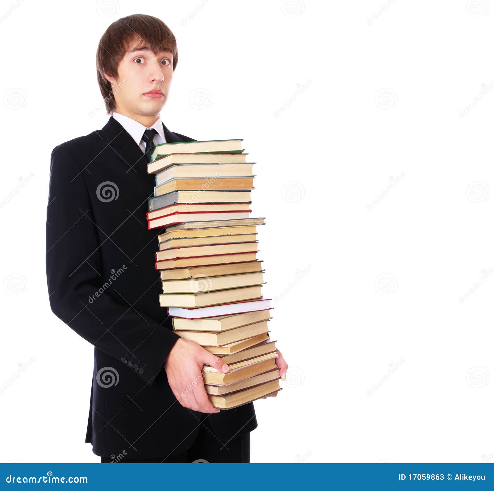 Student with Many Books is Shocked Stock Image - Image of adolescence ...