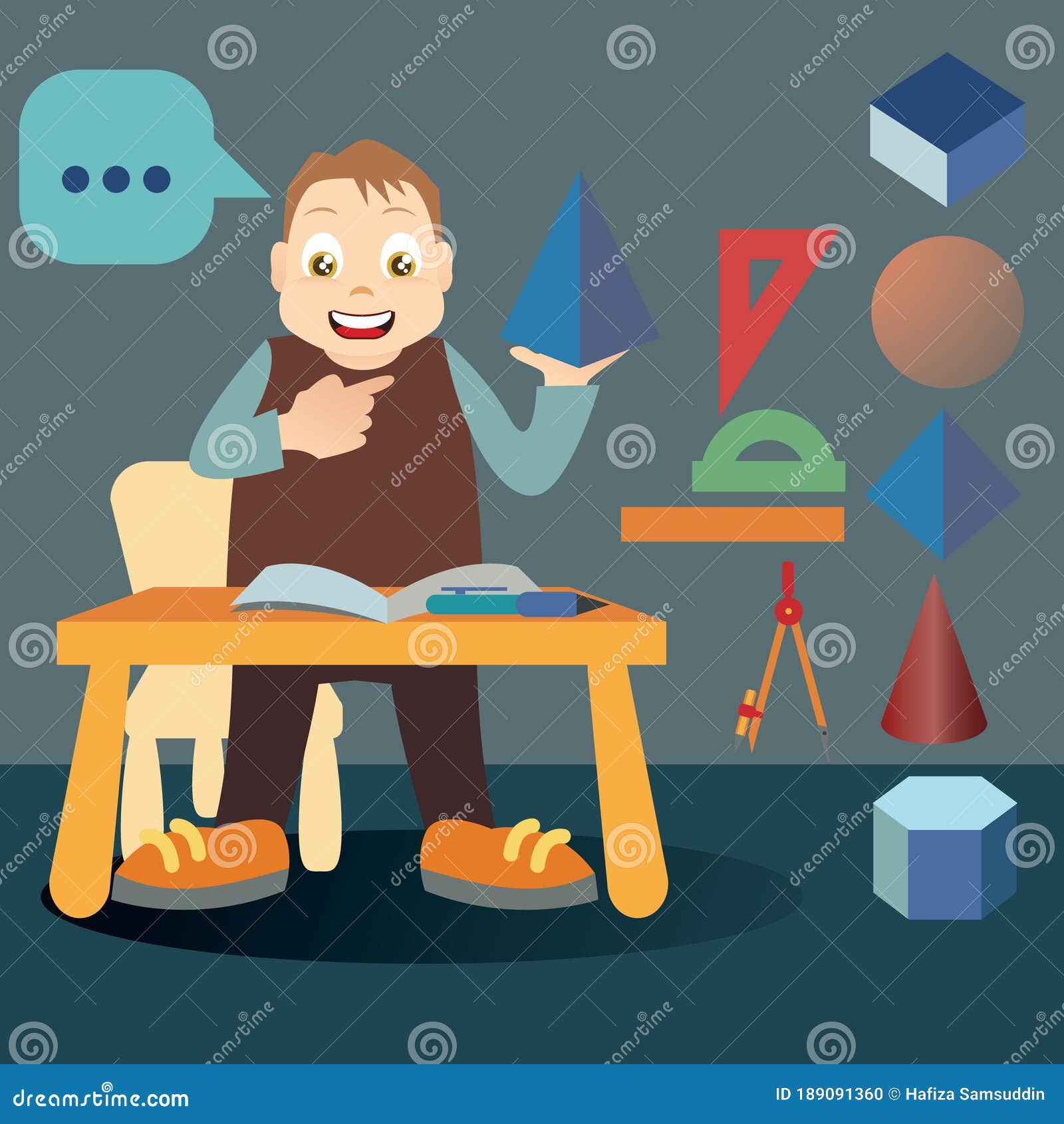 Maths Class, Woman Teacher And Pupils Sitting At Desks In Room. Kids ...