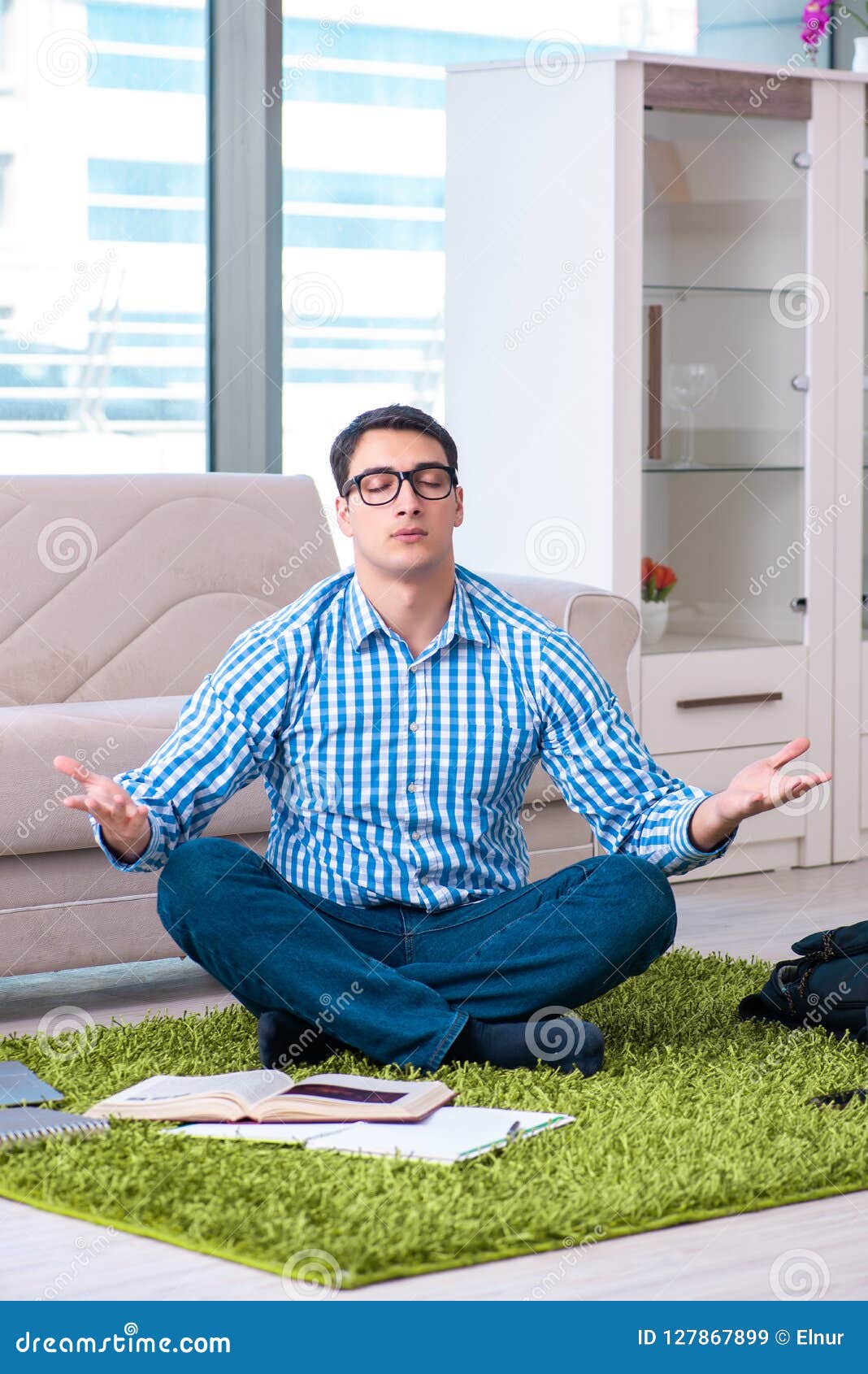 The Student Meditating and Preparing for University Exams Stock Image ...