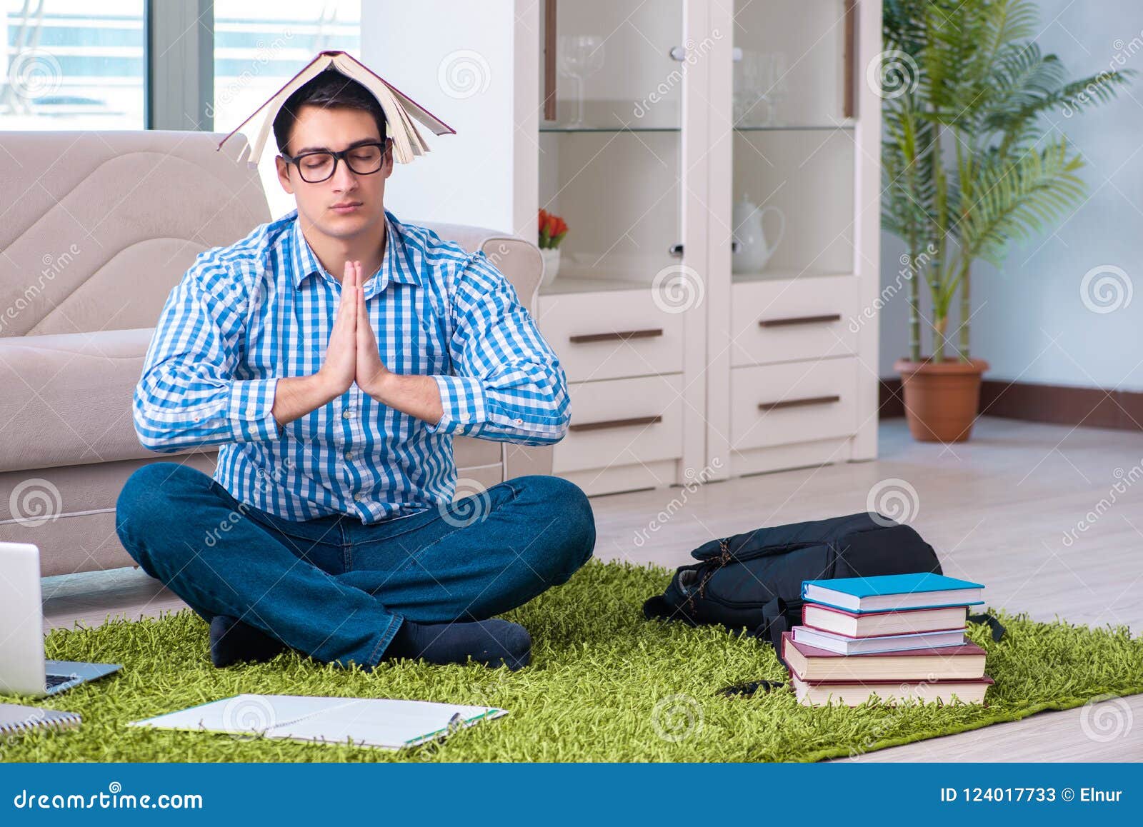 The Student Meditating and Preparing for University Exams Stock Image ...