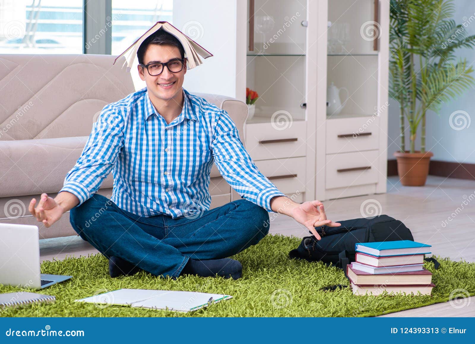 The Student Meditating and Preparing for University Exams Stock Image ...