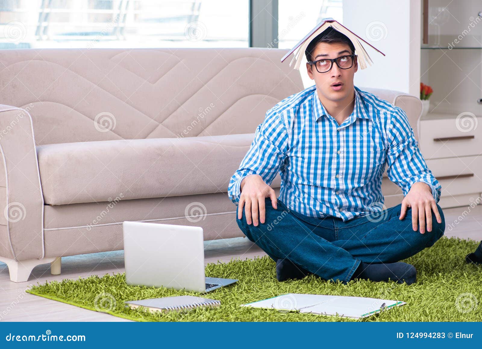 The Student Meditating and Preparing for University Exams Stock Image ...