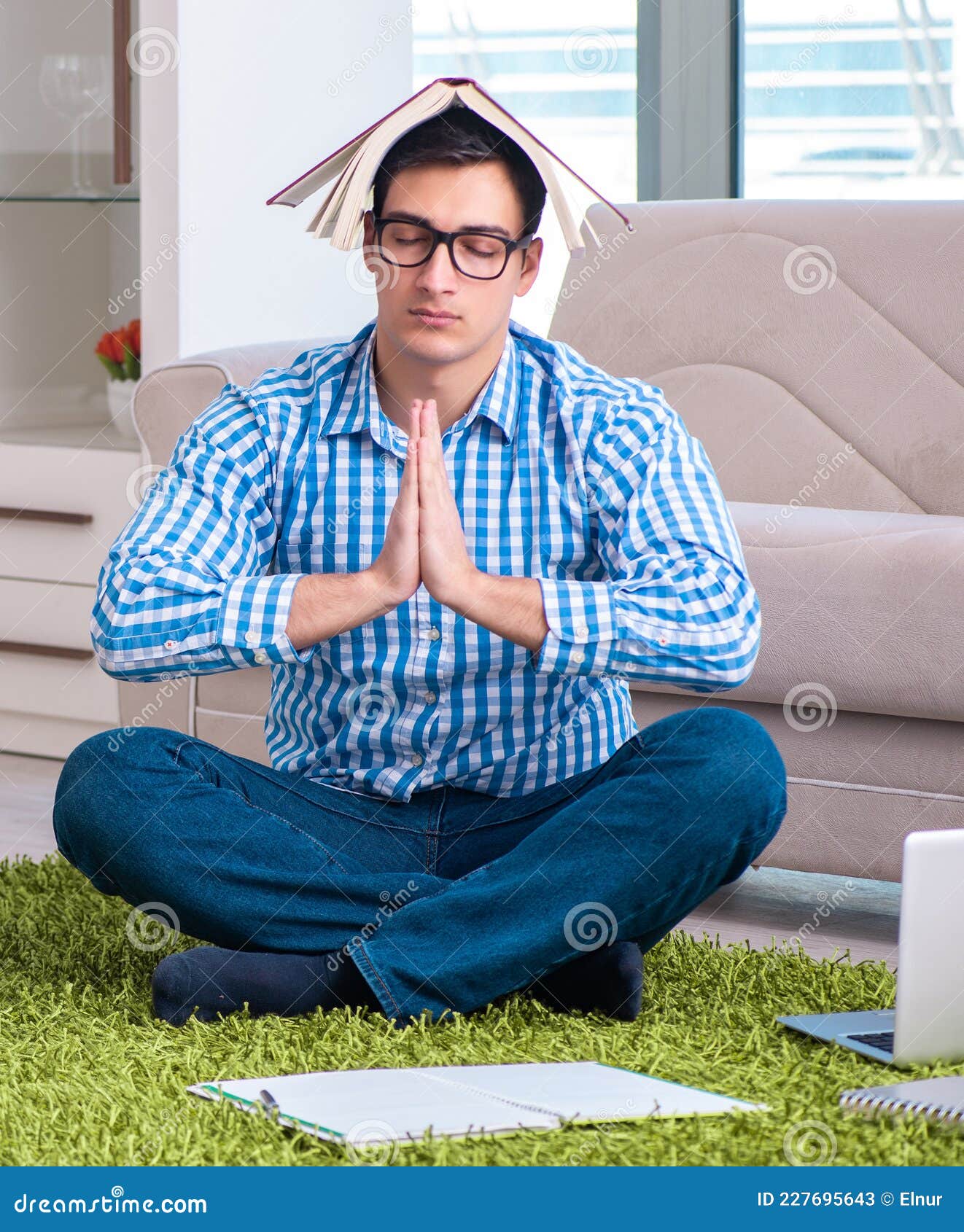 Student Meditating and Preparing for University Exams Stock Image ...