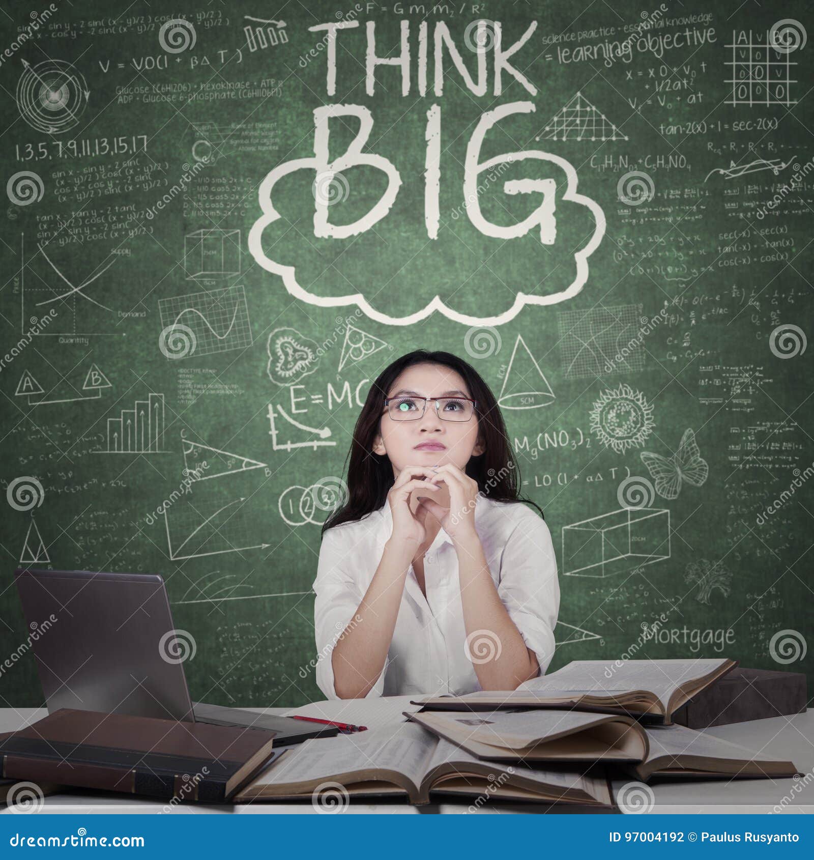 Student Met Think Grote Teksten Stock Foto - Image of universiteit ...