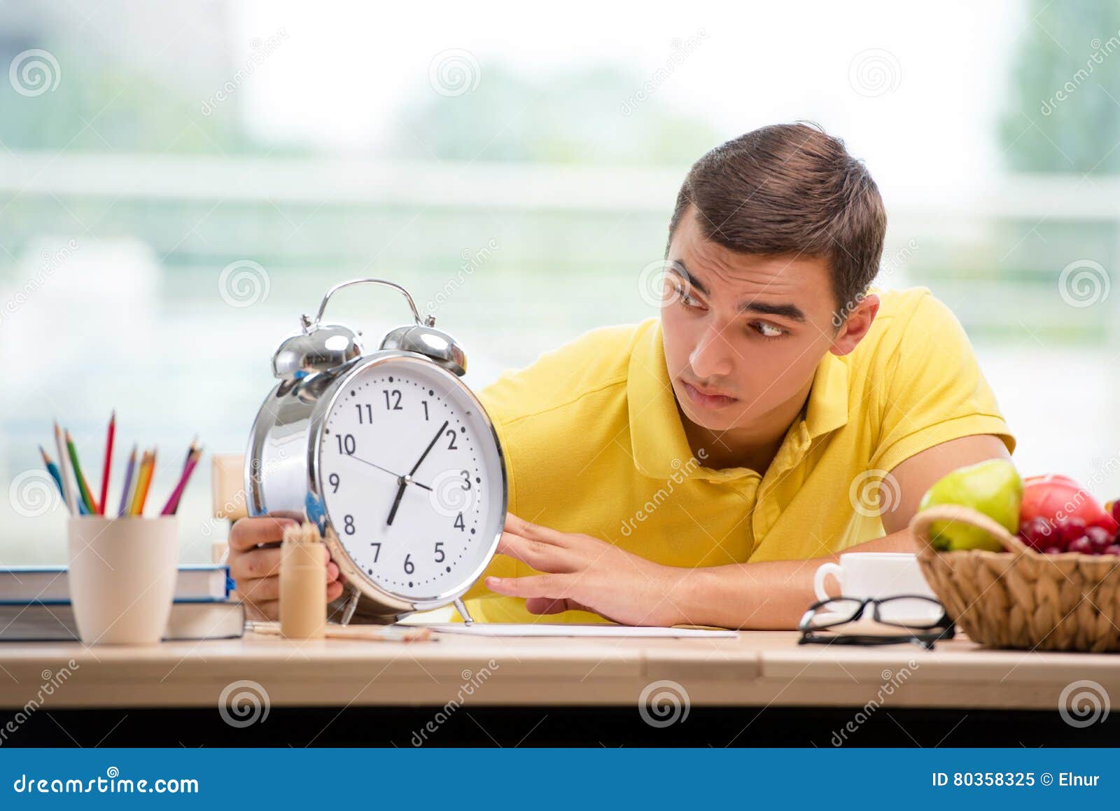 The Student Missing Deadlines for Exam Preparation Stock Image - Image ...