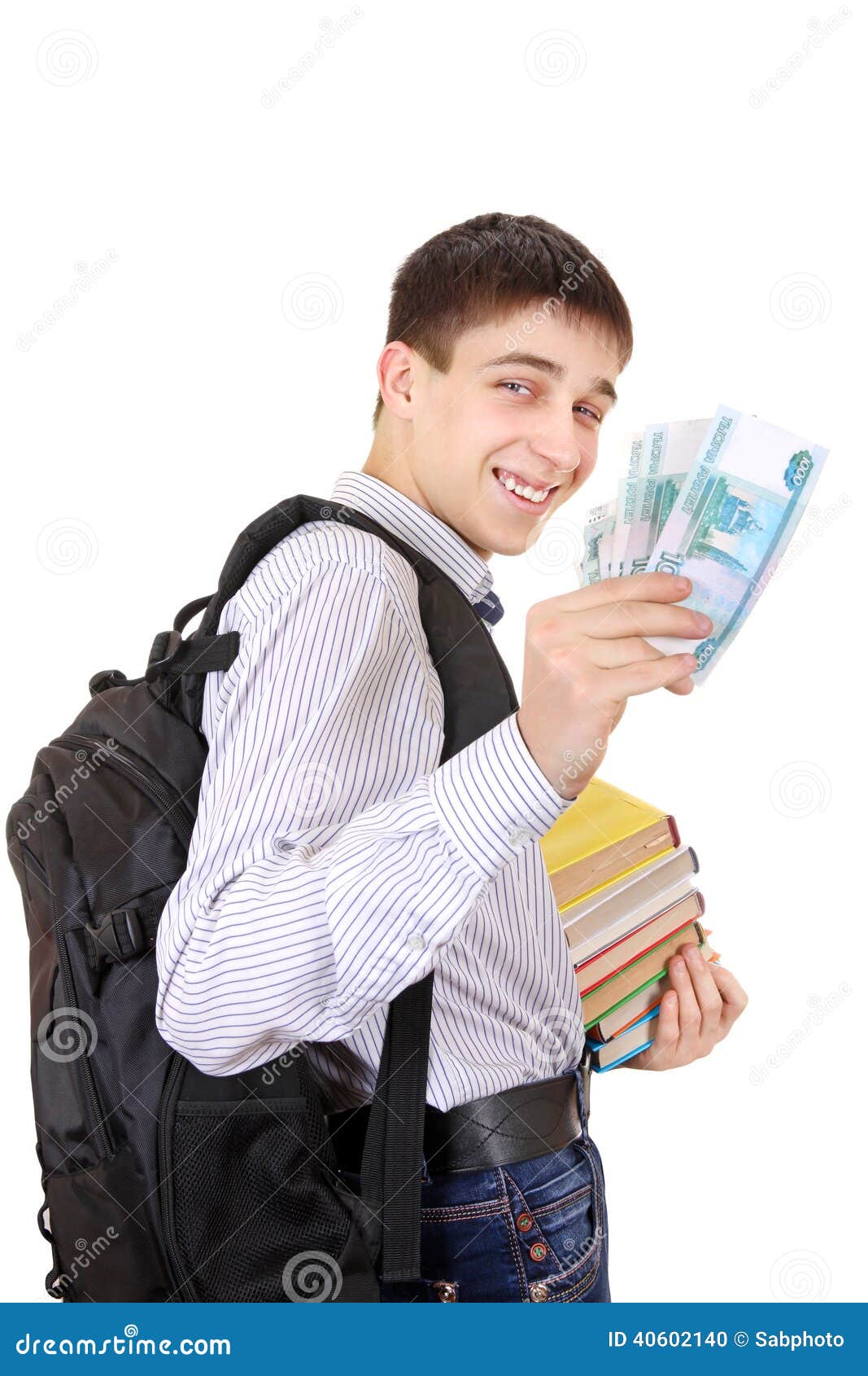 Student mit einem Geld stockfoto. Bild von schultüte - 40602140