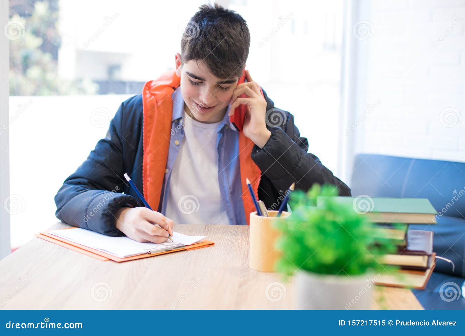 Student with Mobile Phone Talking Stock Image - Image of calling ...