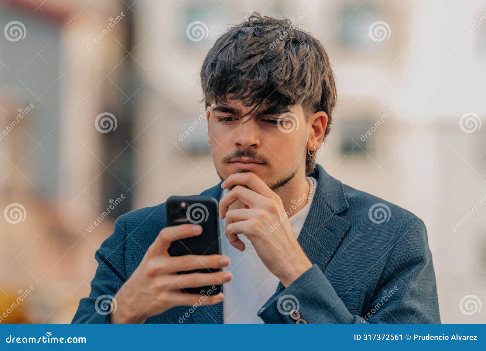 Student with Mobile Phone Thinking Stock Image - Image of deciding ...