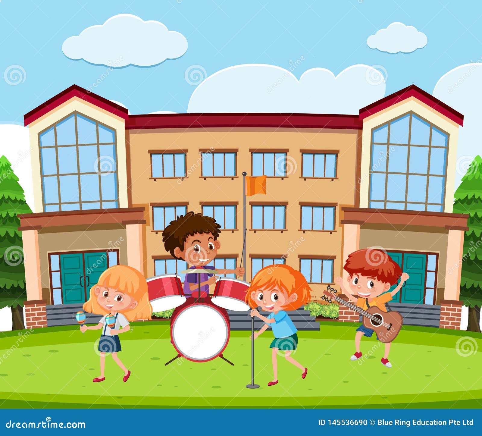 Student Music Band at School Stock Vector - Illustration of band ...