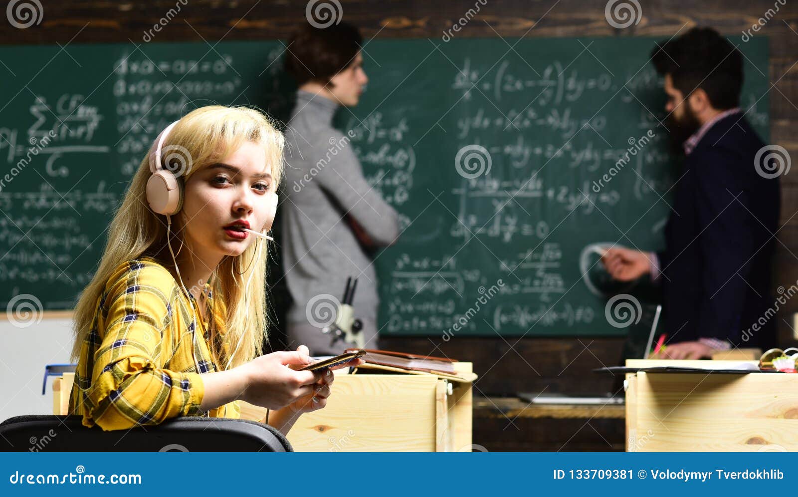 Trained Professional Who Teaches Group Of Students. Teach Is The ...