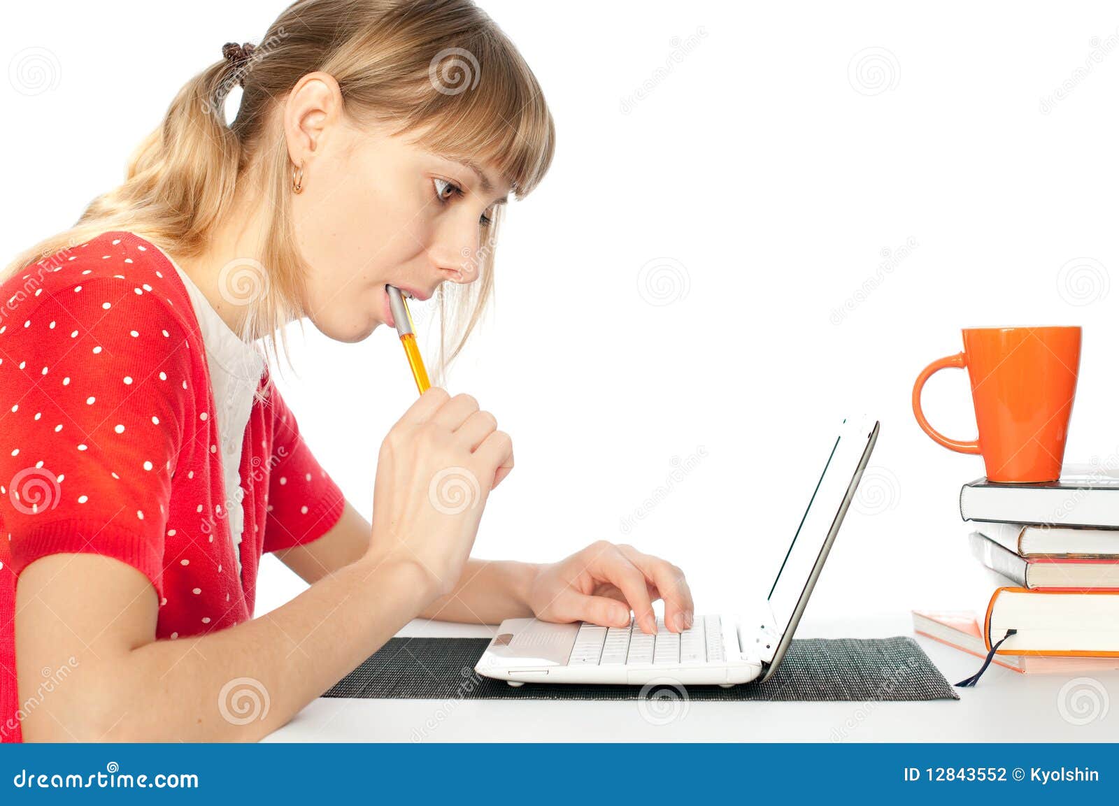 Student with notebok stock photo. Image of laptop, isolated - 12843552