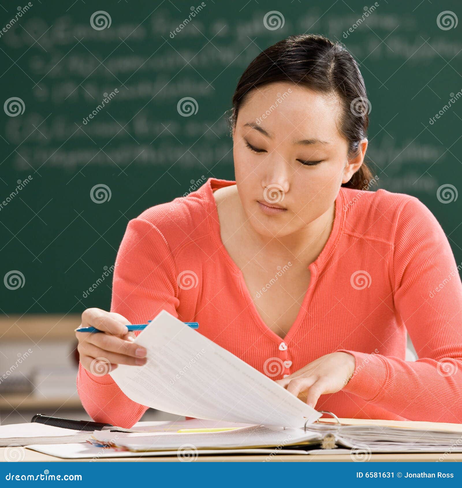 Student with Notebook Doing Homework Stock Image - Image of studying ...