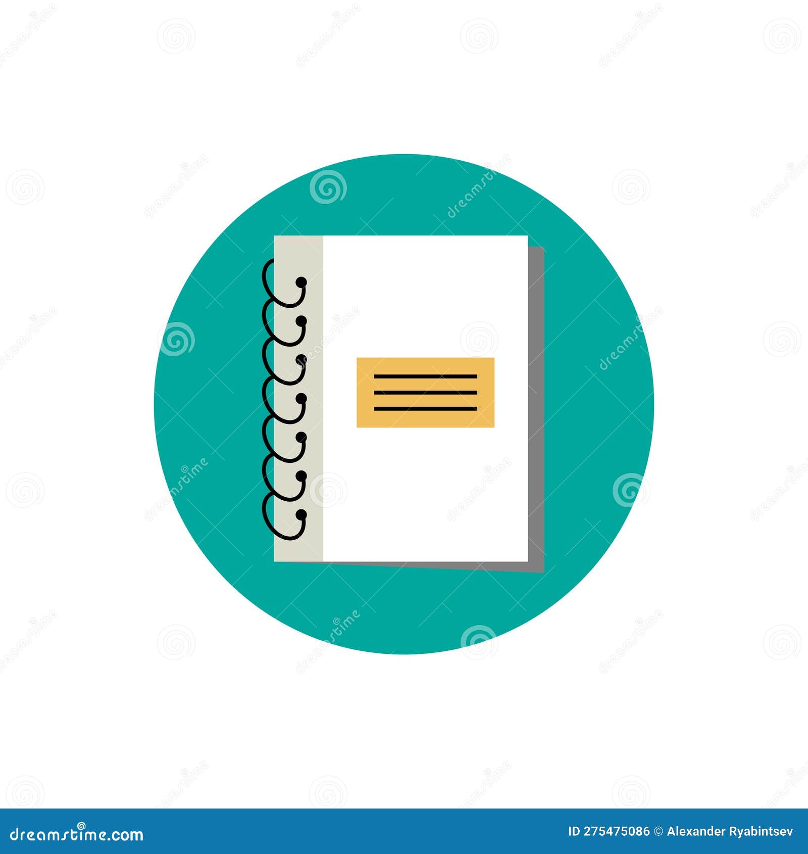 Student Notebook Flat Style Vector Illustration. Notebook Flat Icon ...