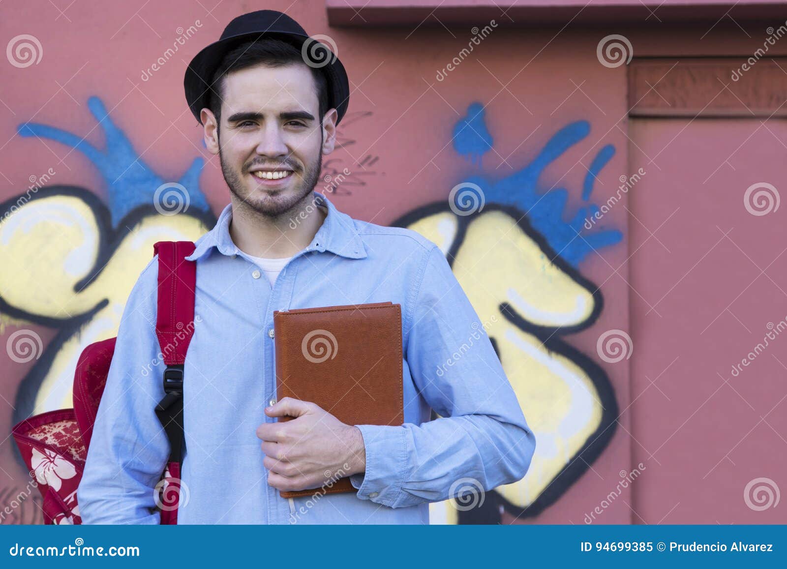 Student with notebook stock image. Image of book, happy - 94699385