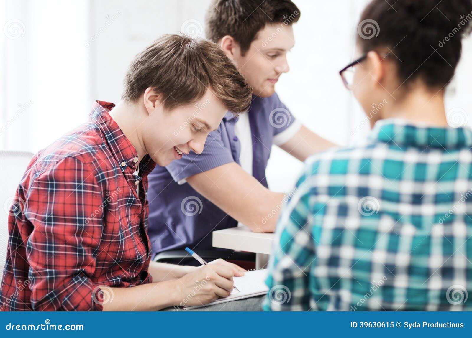 Student with Notebook Studying at School Stock Image - Image of library ...