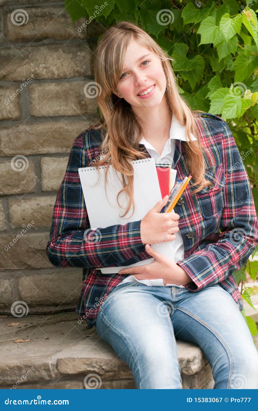 Student with notebooks stock image. Image of casual, book - 15383067