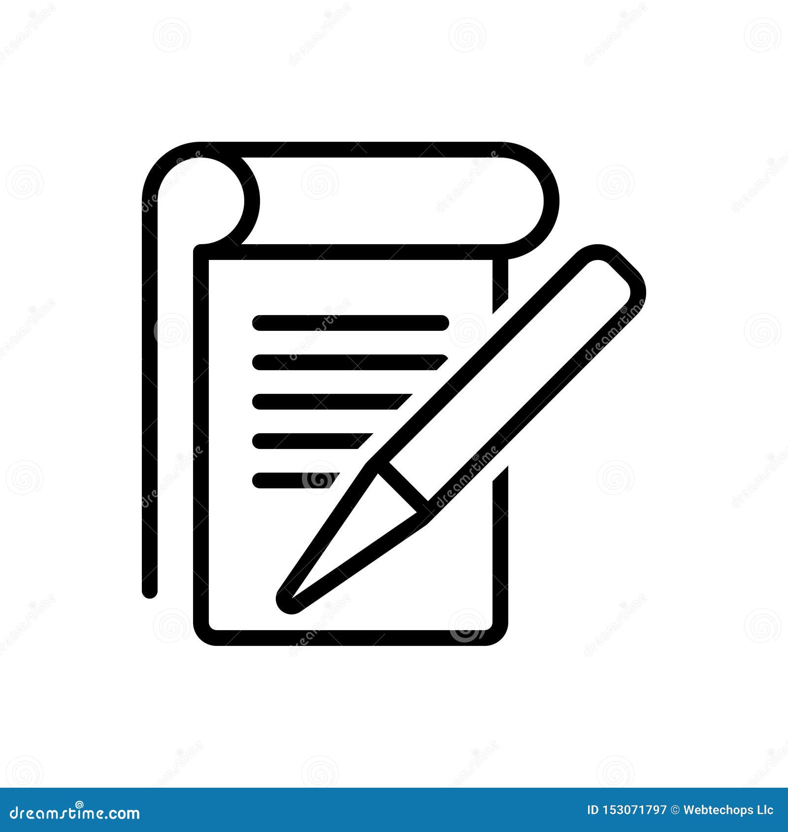Black Line Icon for Student Notes, Editorial and Notes Stock Vector ...