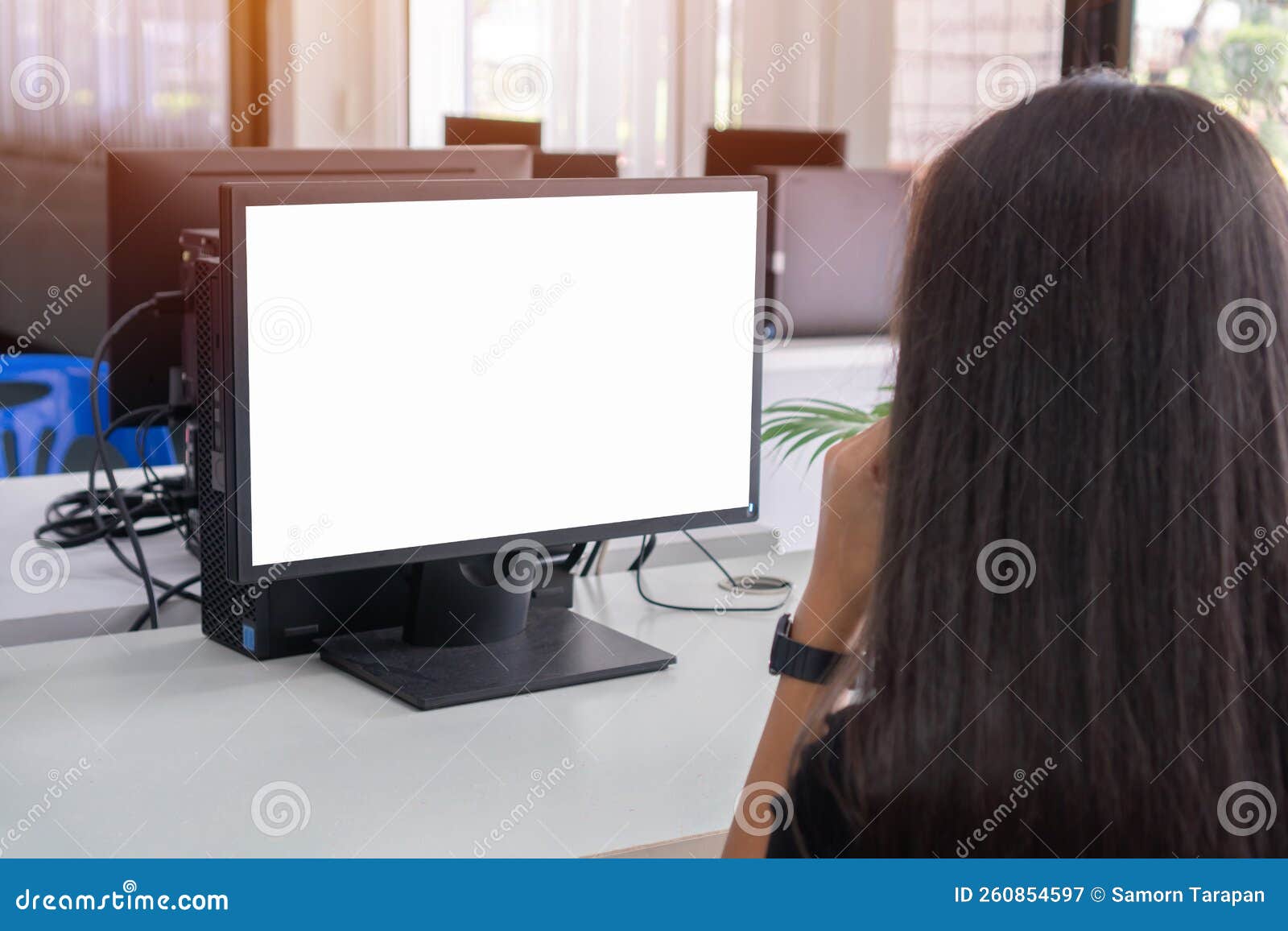 Student Online Testing Exercise Concept : Asian Girl Students Learning ...