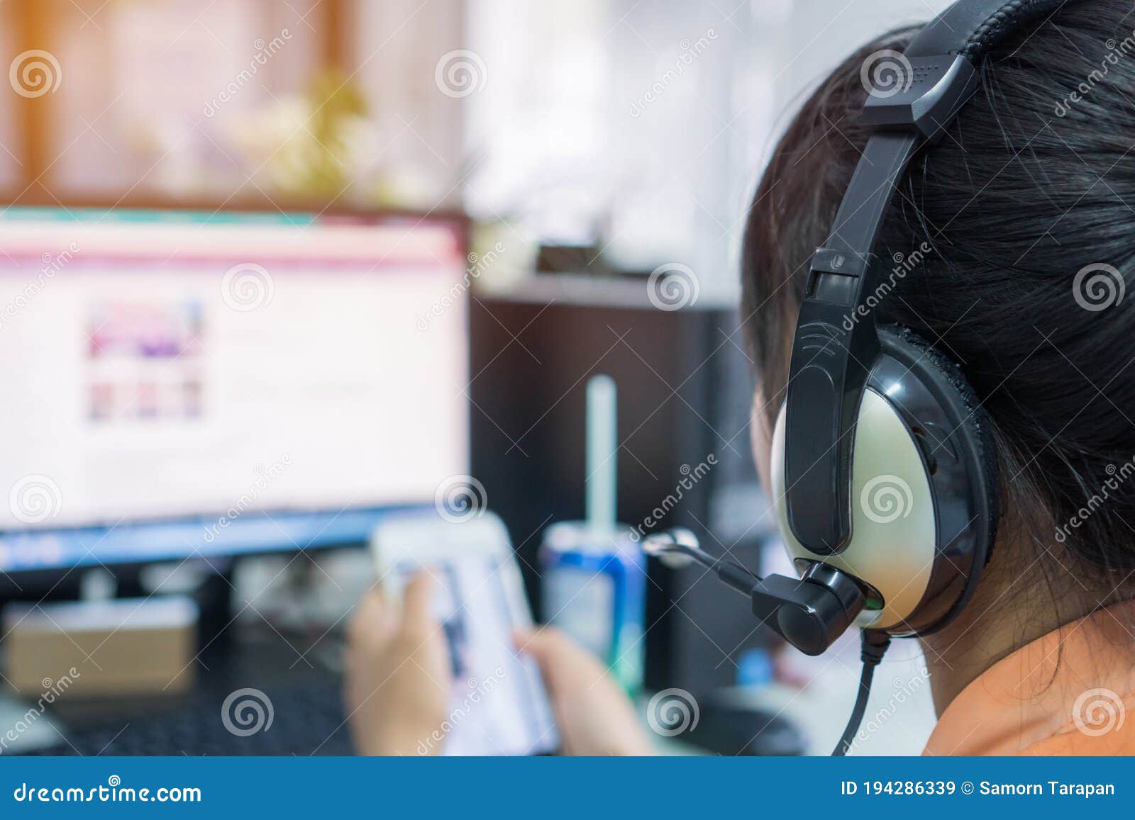 Student Online Testing Exercise Concept : Asian Girl Students Learning ...