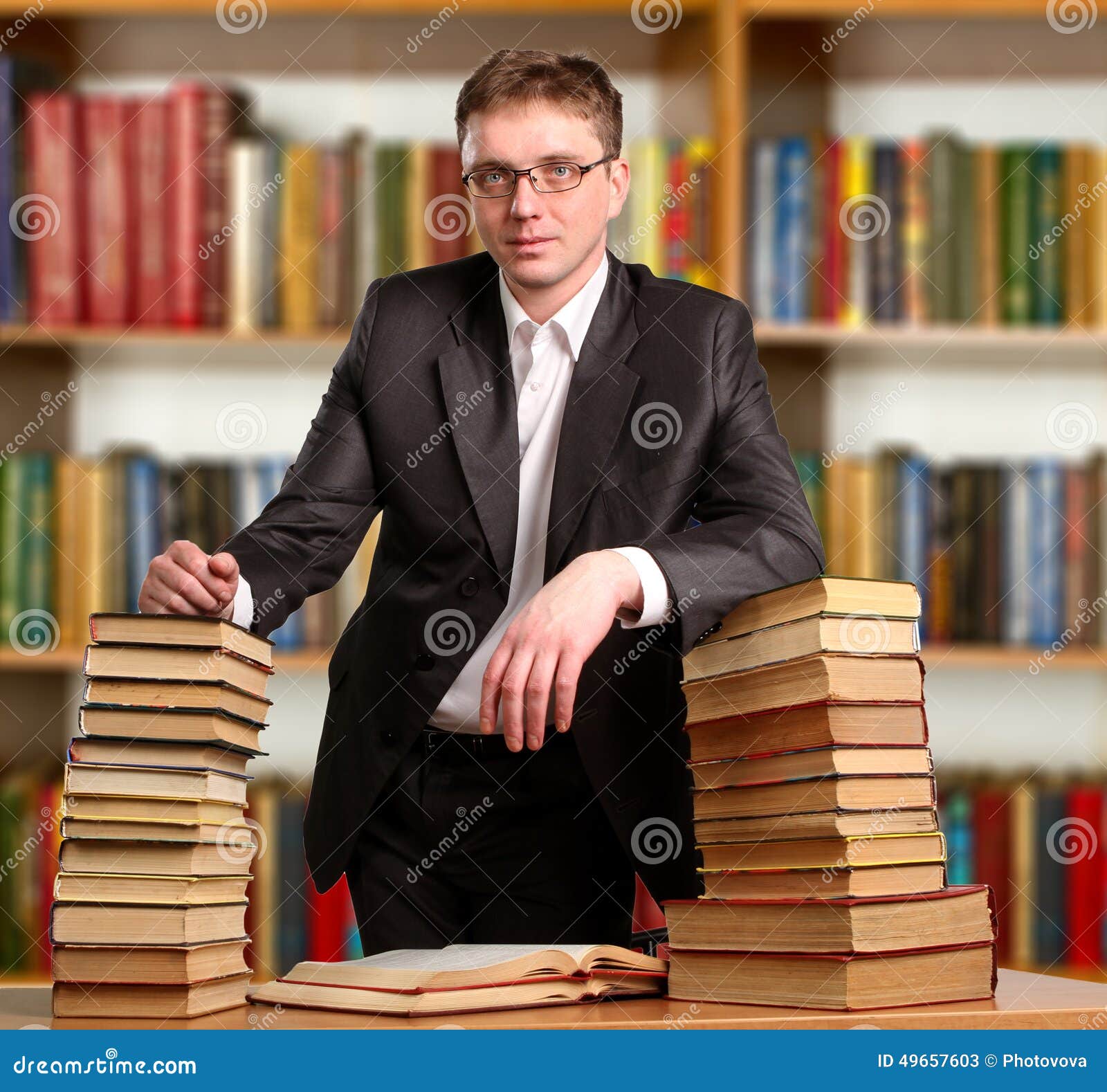Student with open book stock image. Image of book, library - 49657603