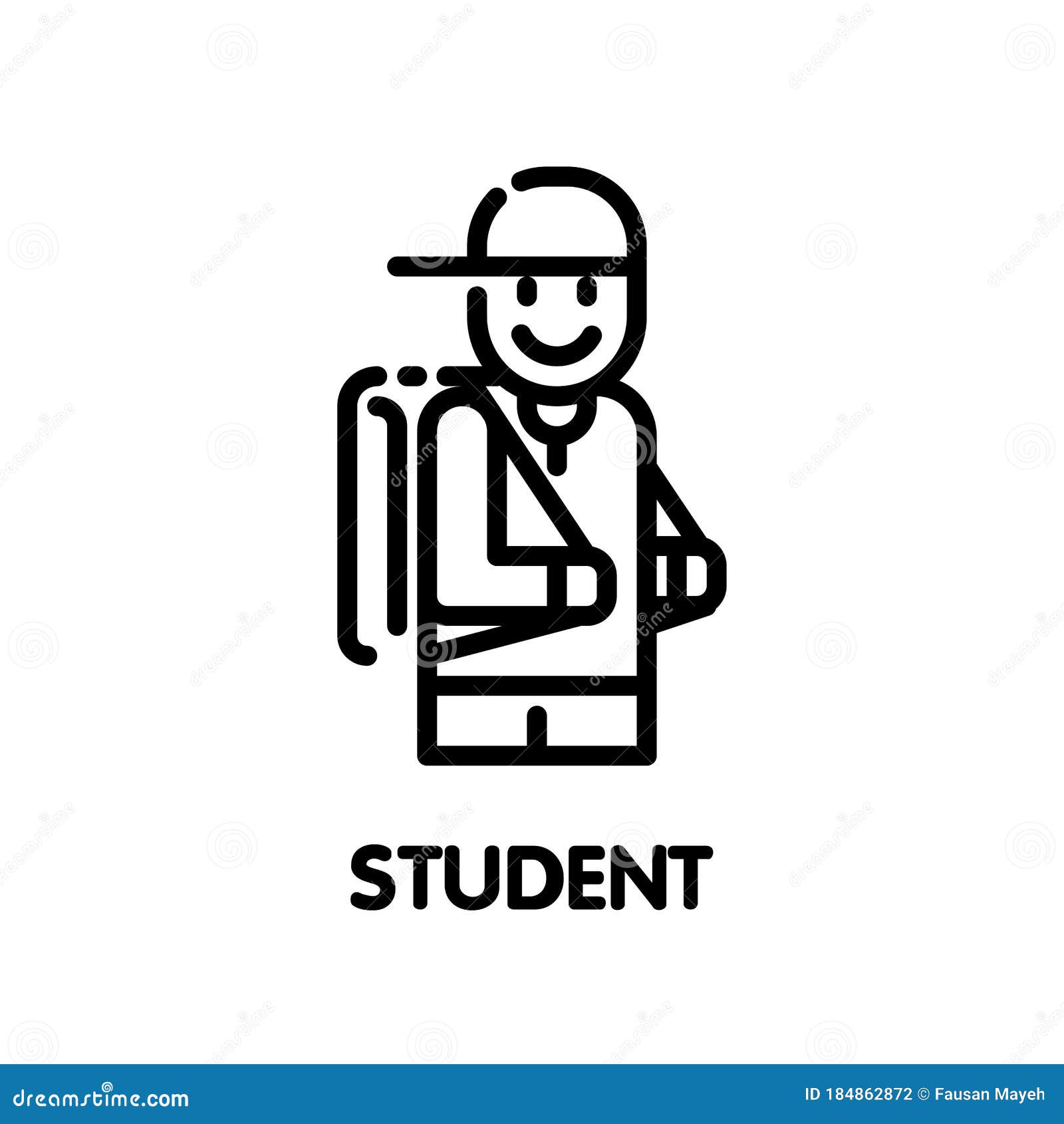 Student Outline Icon Style Design Illustration on White Background ...
