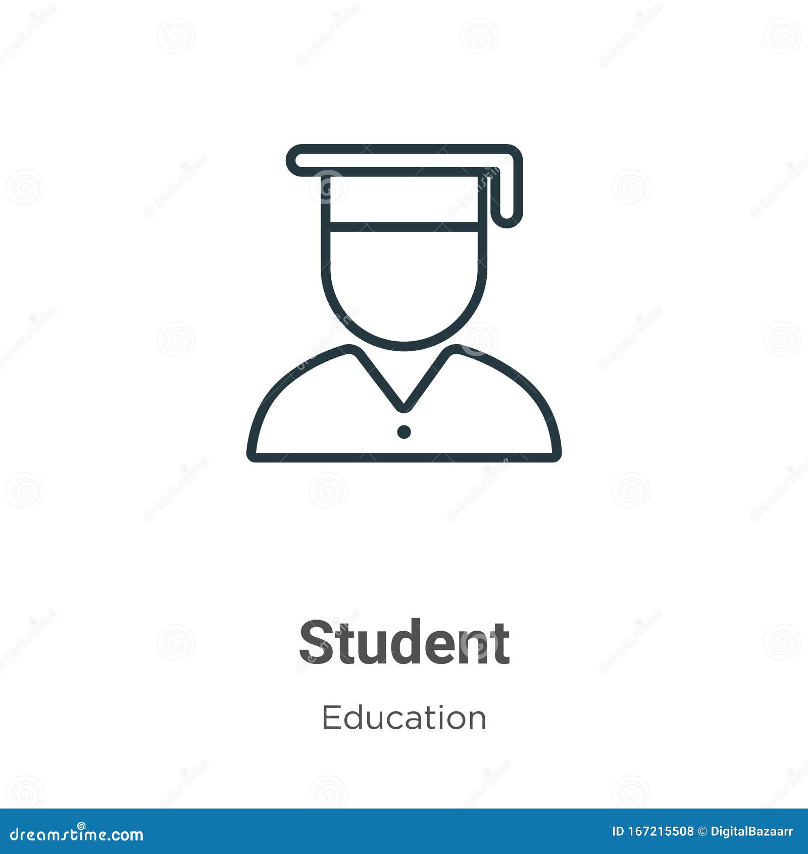 Student Outline Vector Icon. Thin Line Black Student Icon, Flat Vector ...