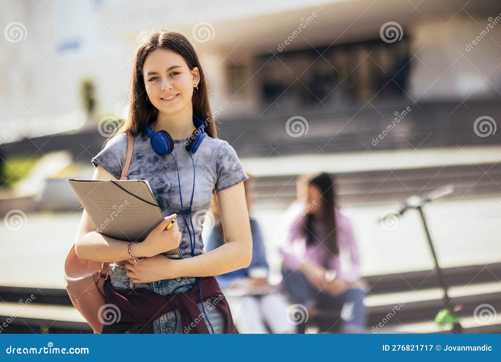 Student outside learning stock image. Image of collage - 276821717