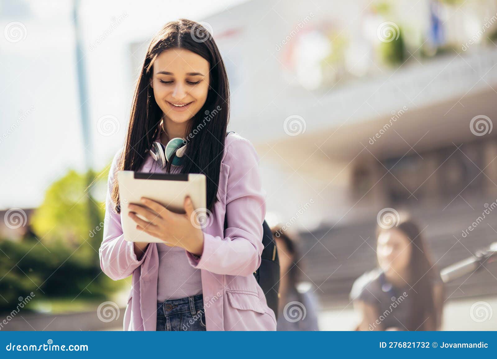 Student outside learning stock photo. Image of school - 276821732