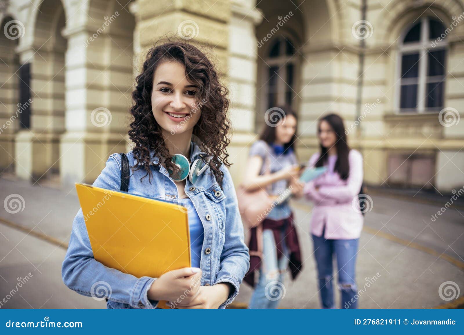 Student Outside of School Learning Stock Image - Image of people ...