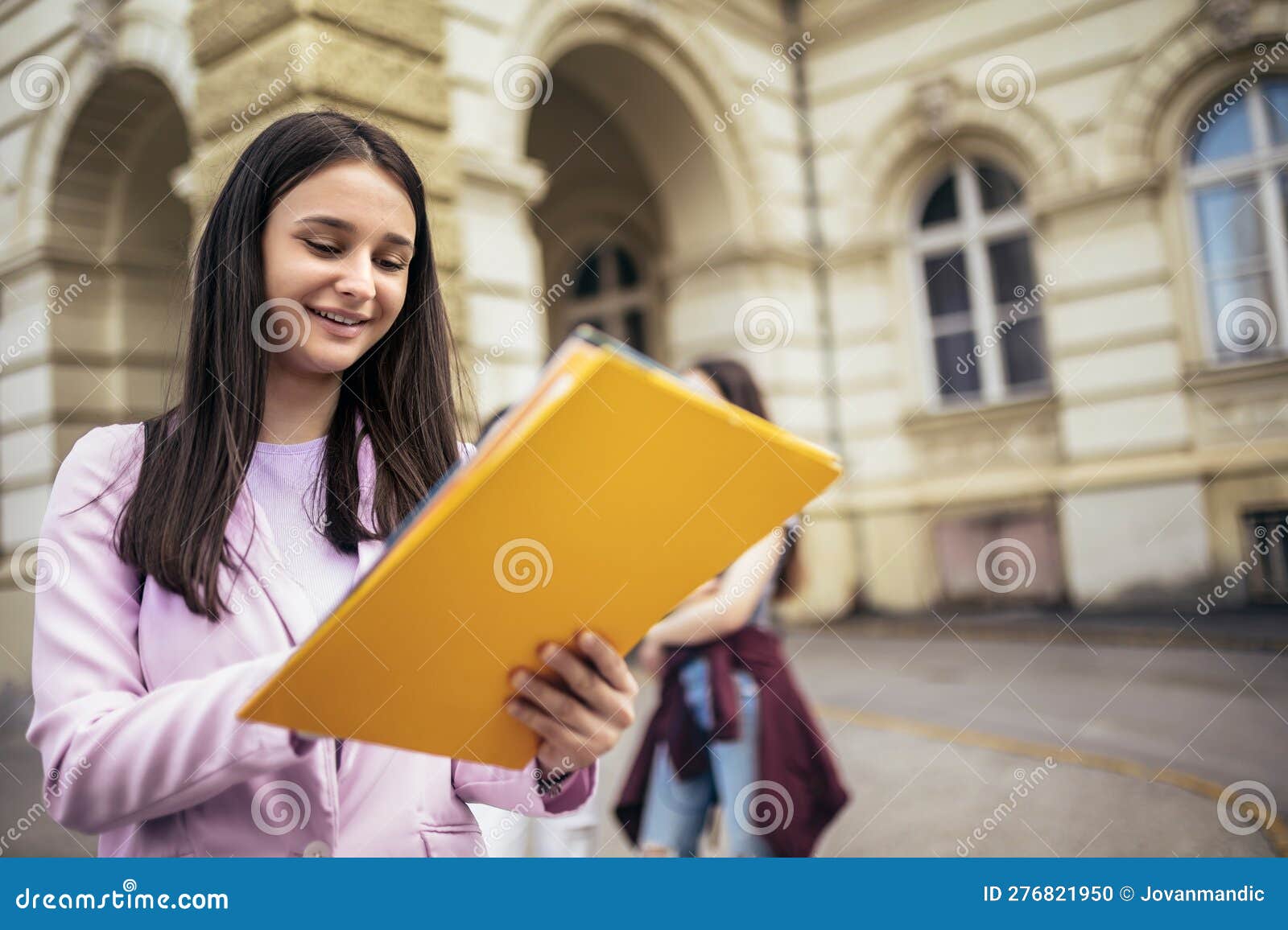 Student Outside of School Learning Stock Photo - Image of homework ...