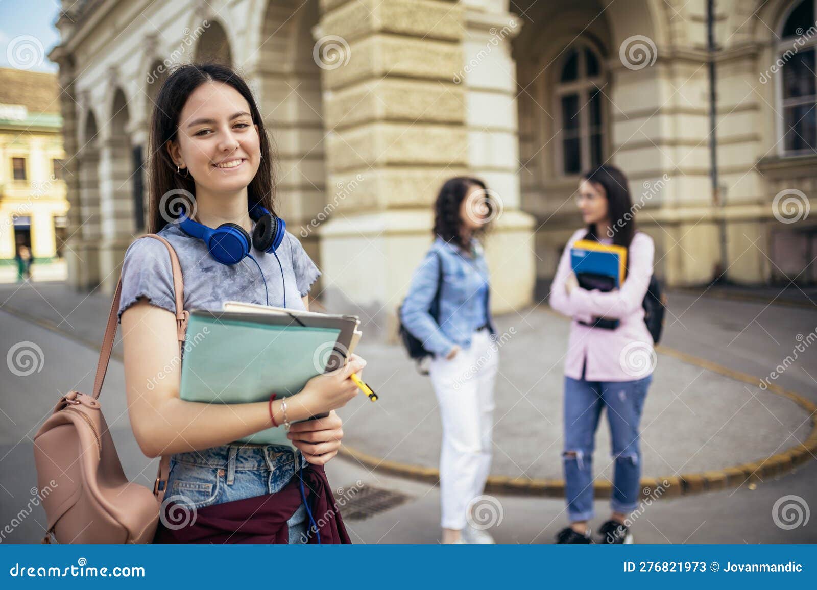 Student Outside of School Learning Stock Image - Image of campus ...