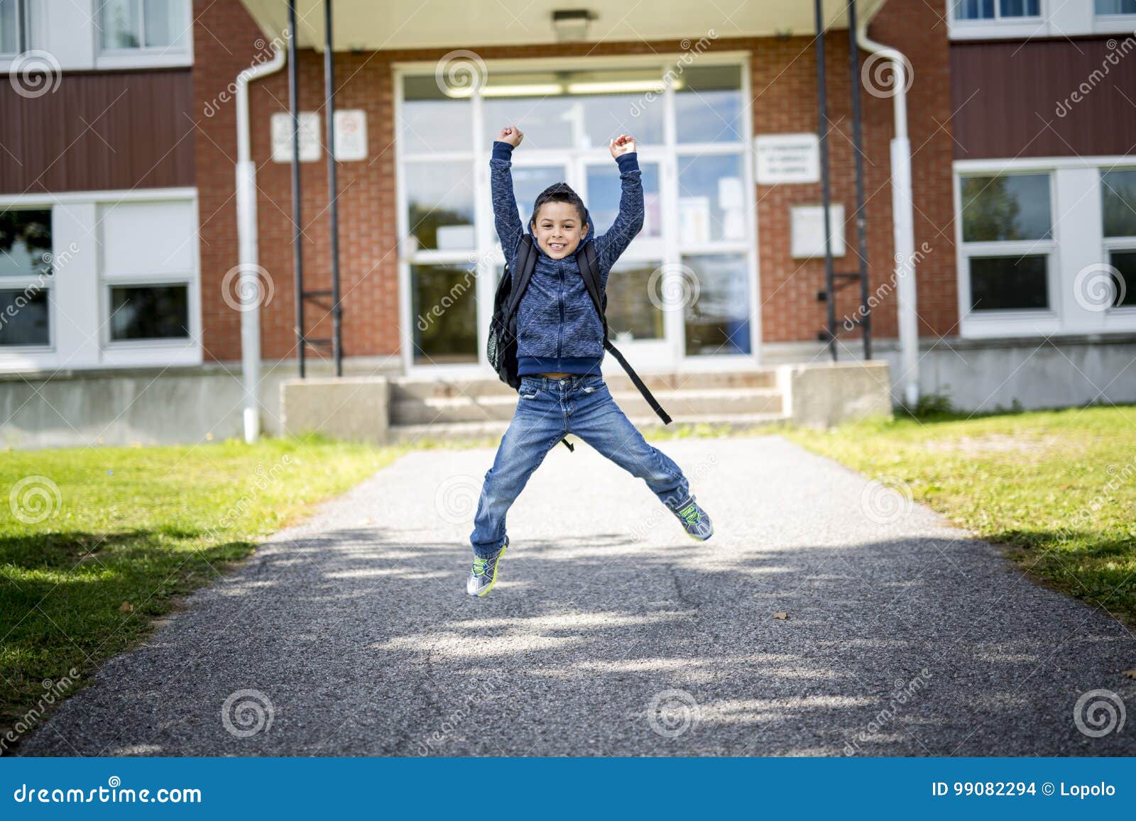Student Outside School Standing Smiling Stock Photo - Image of portrait ...