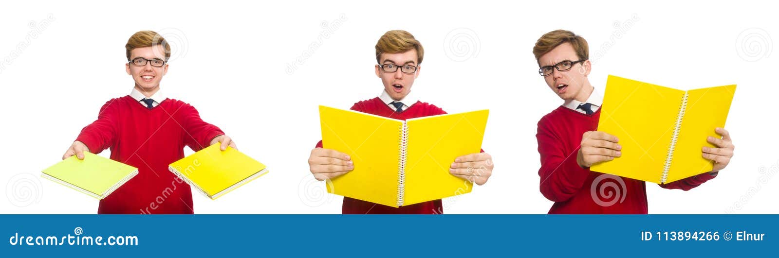 The Student with Paper Isolated on White Stock Photo - Image of ...