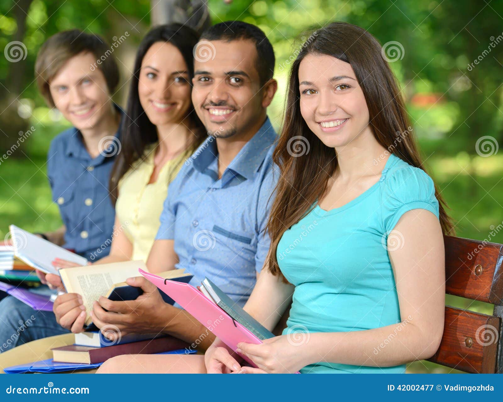 Student in Park stock image. Image of teen, student, pretty - 42002477
