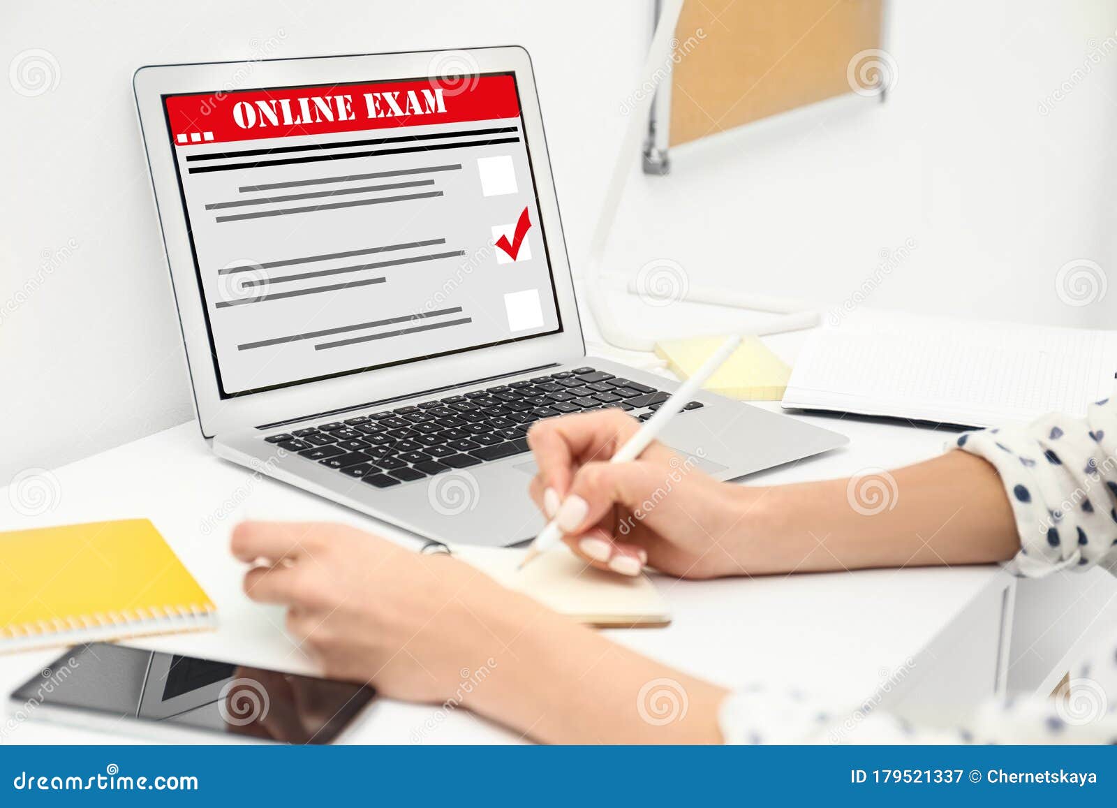 Student Passing Online Exam at Home Stock Image - Image of hands ...