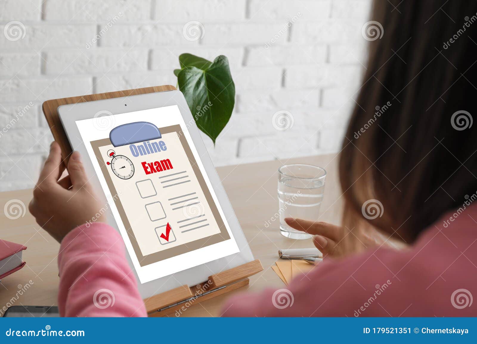 Online Exam. Woman Student Testing Exercise. Examination Test On The ...