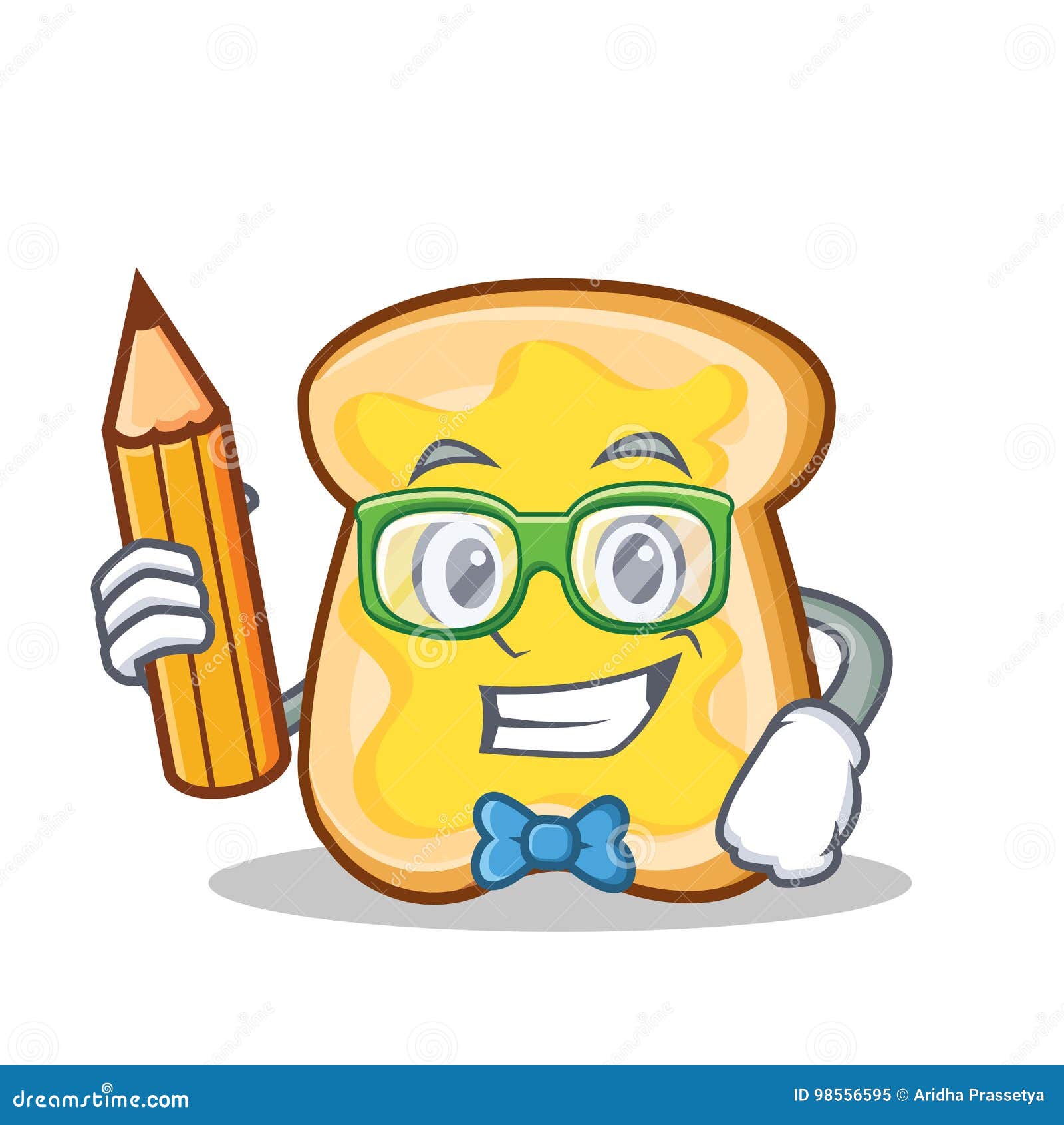Student with Pencil Slice Bread Cartoon Character Stock Vector ...