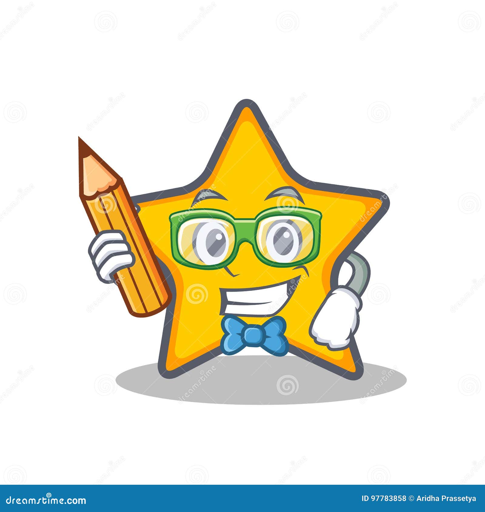 Student with Pencil Star Character Cartoon Style Stock Vector ...
