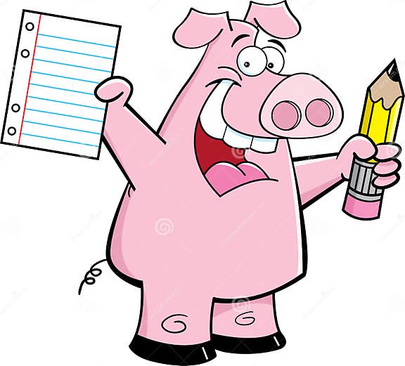 Student Pig stock vector. Illustration of swine, cartoon - 26083435