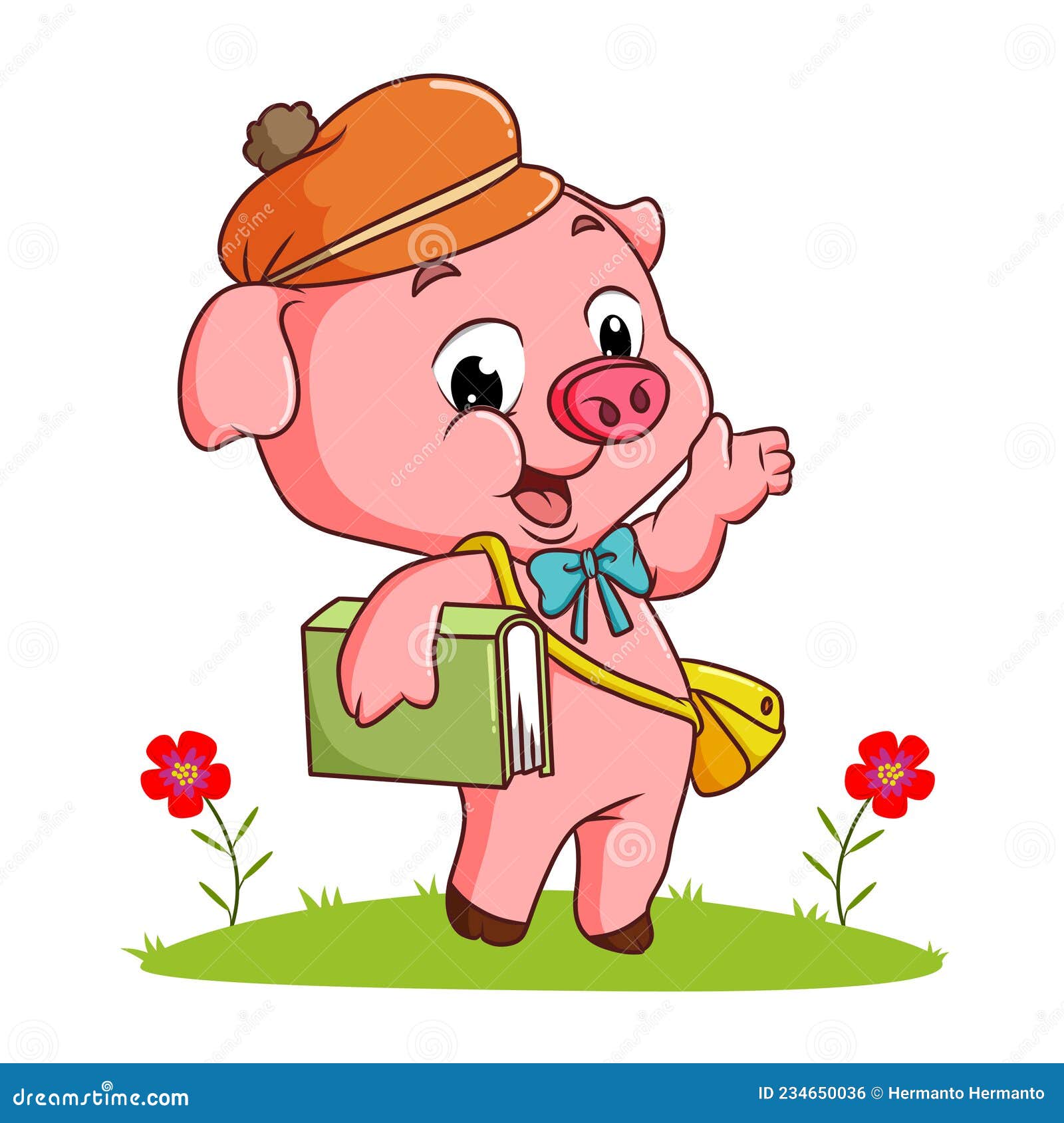 The Student Pig is Going To School Stock Vector - Illustration of ...