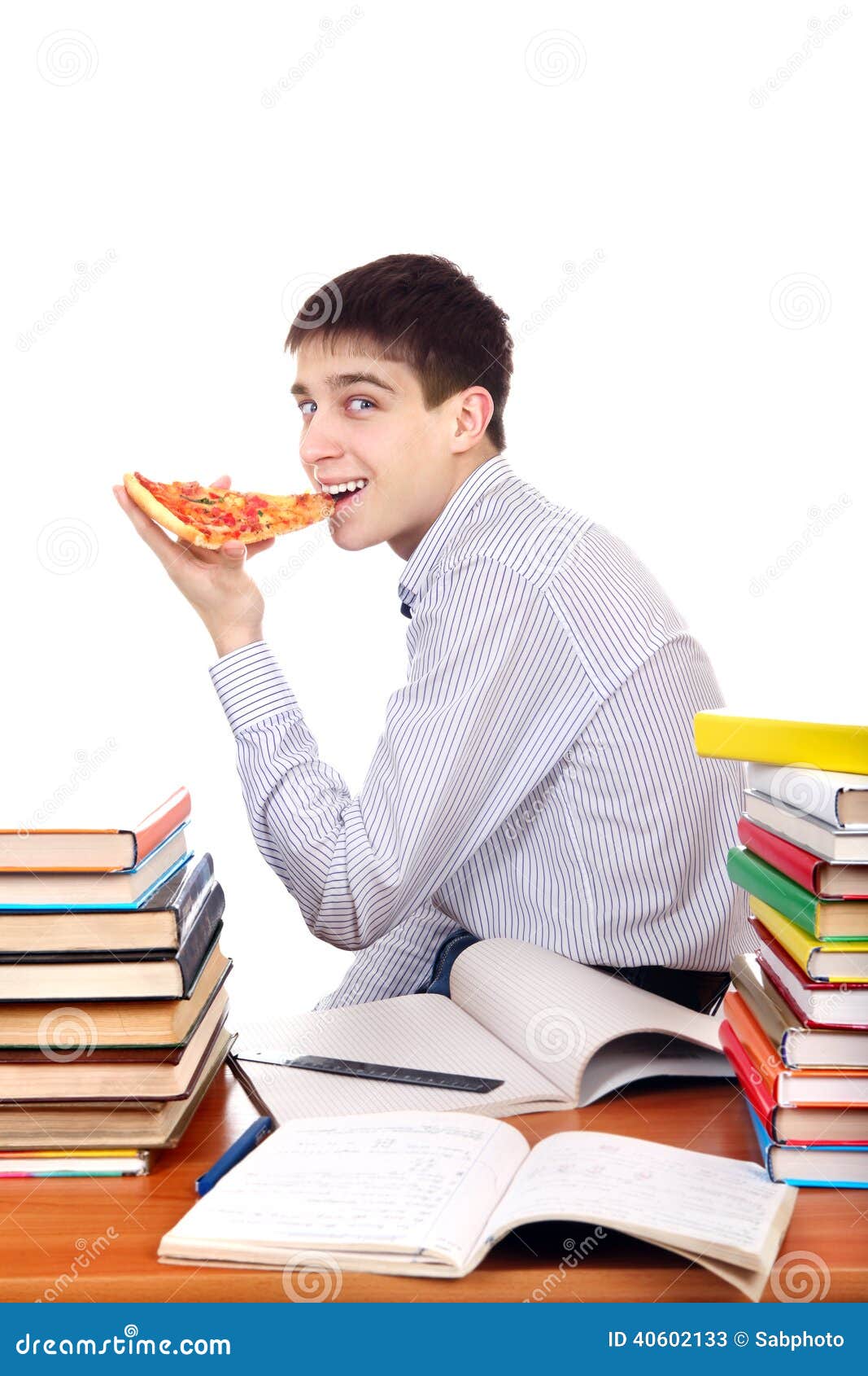 Student with Pizza stock image. Image of catch, education - 40602133