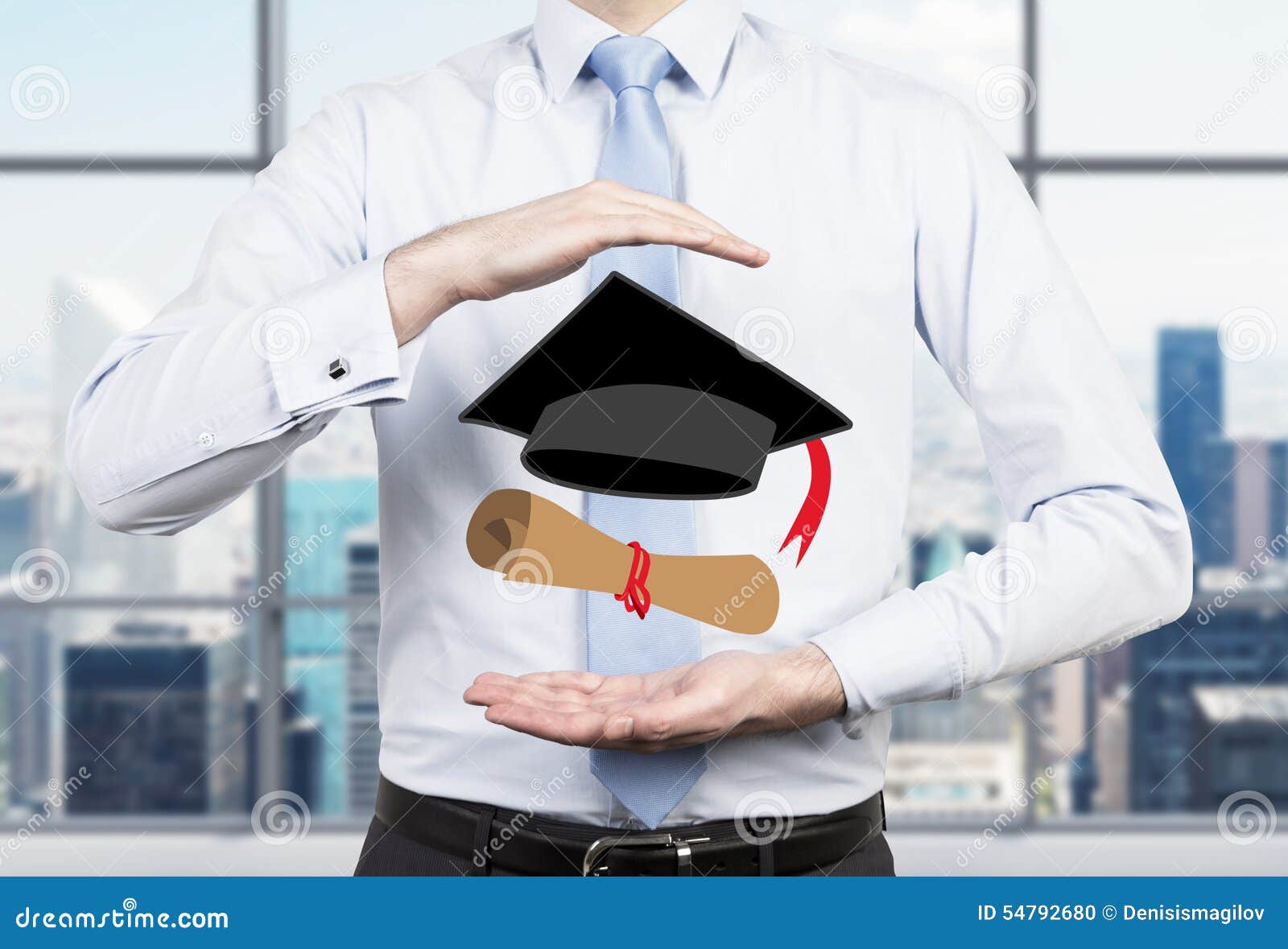 A Student Placing His Hands Around the Graduation Attributes. Stock ...