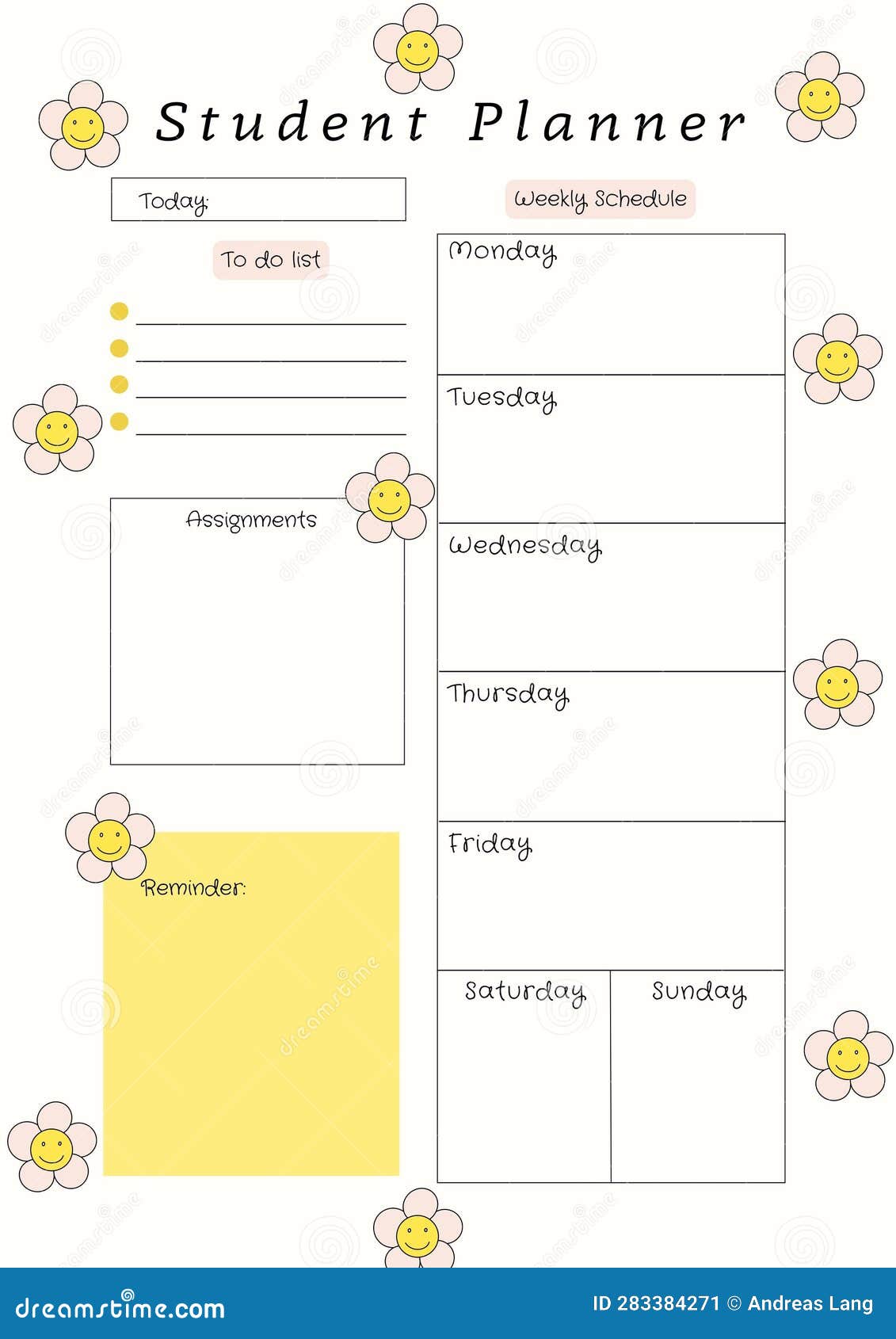 Student Planner Digital Planning Insert Sheet Printable Page Template ...