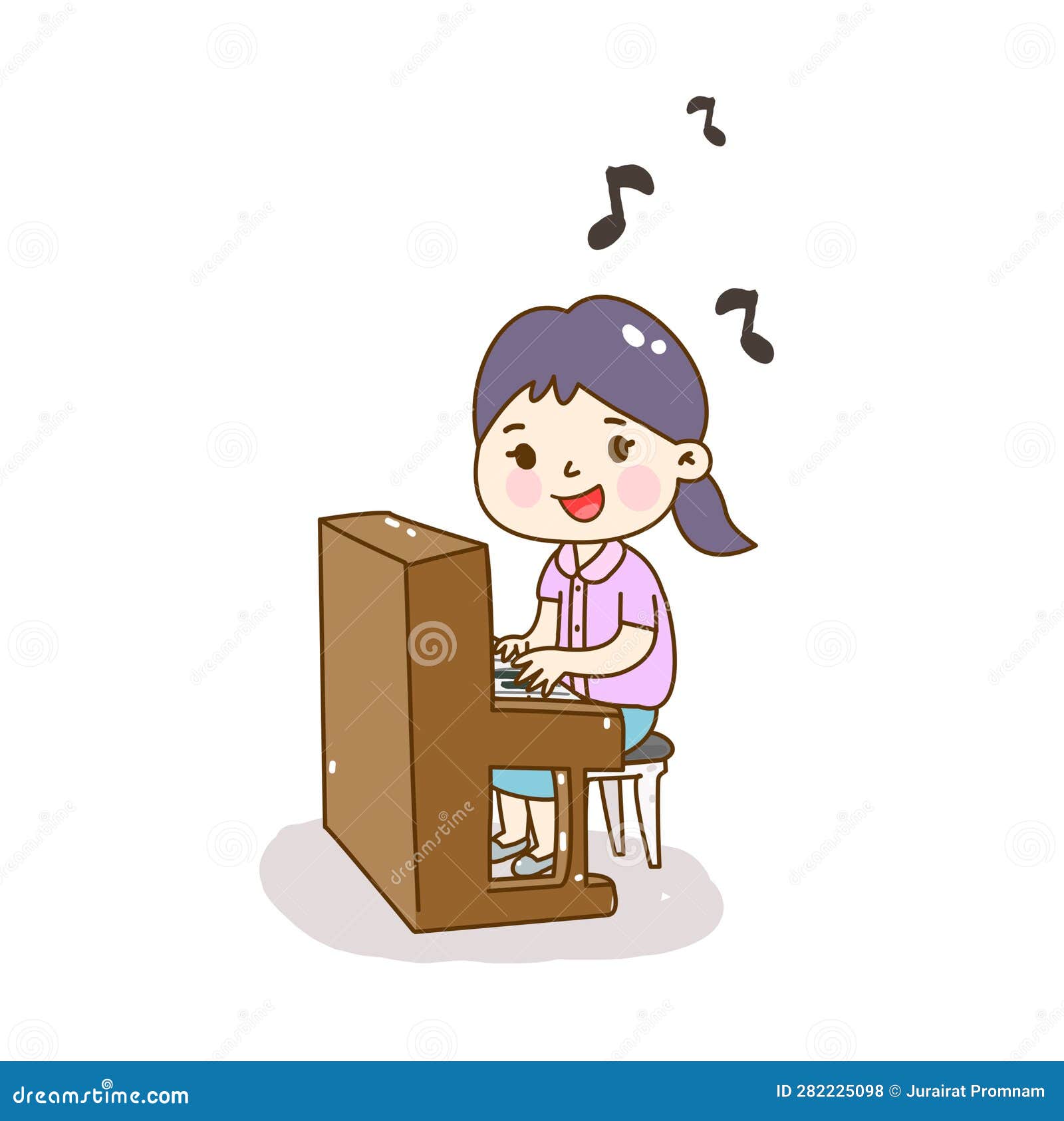 Student Playing Piano Character. Stock Illustration - Illustration of ...