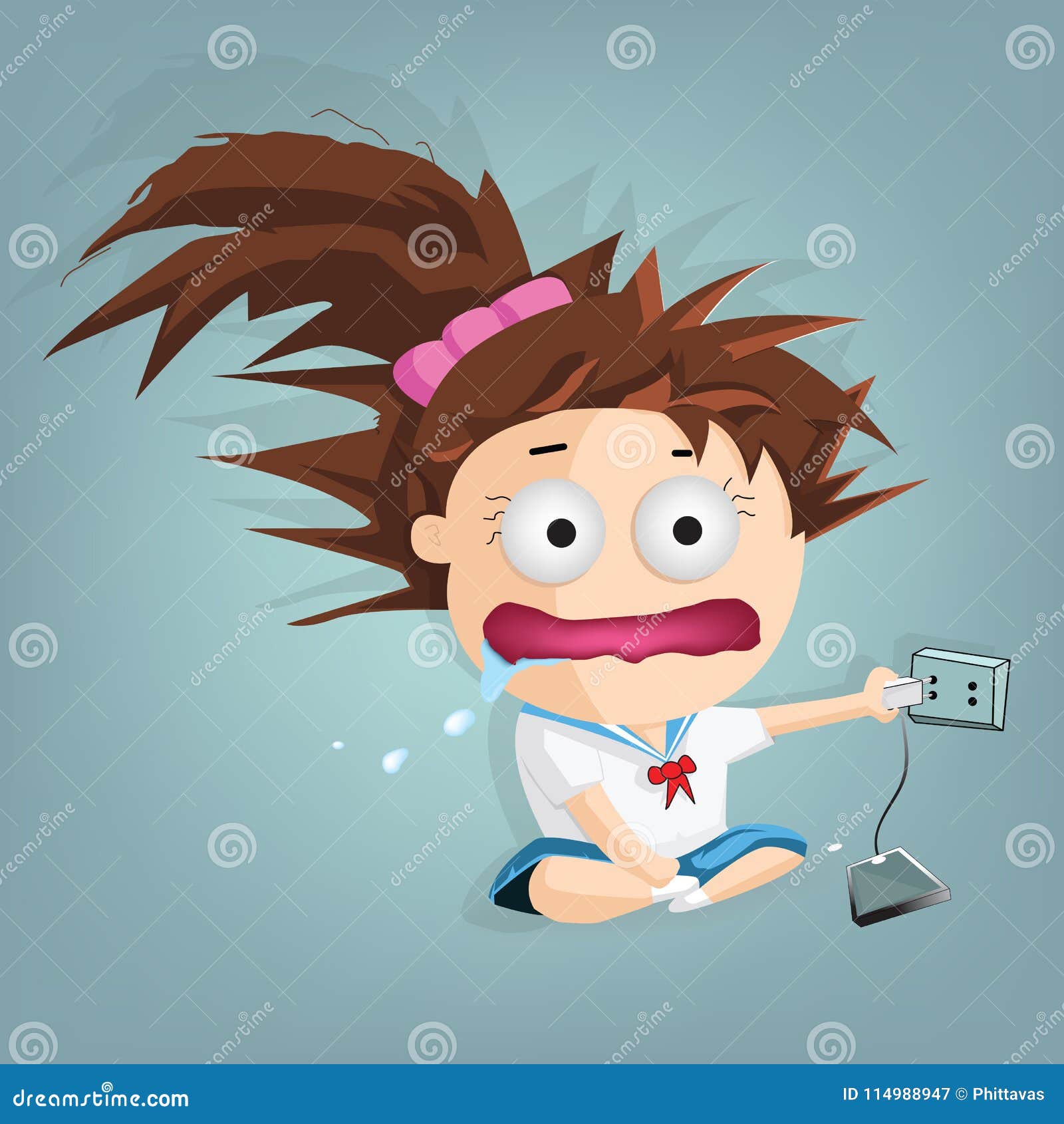 Student Plugging Switch and Electric Shock,Vector Concept and Ca Stock ...